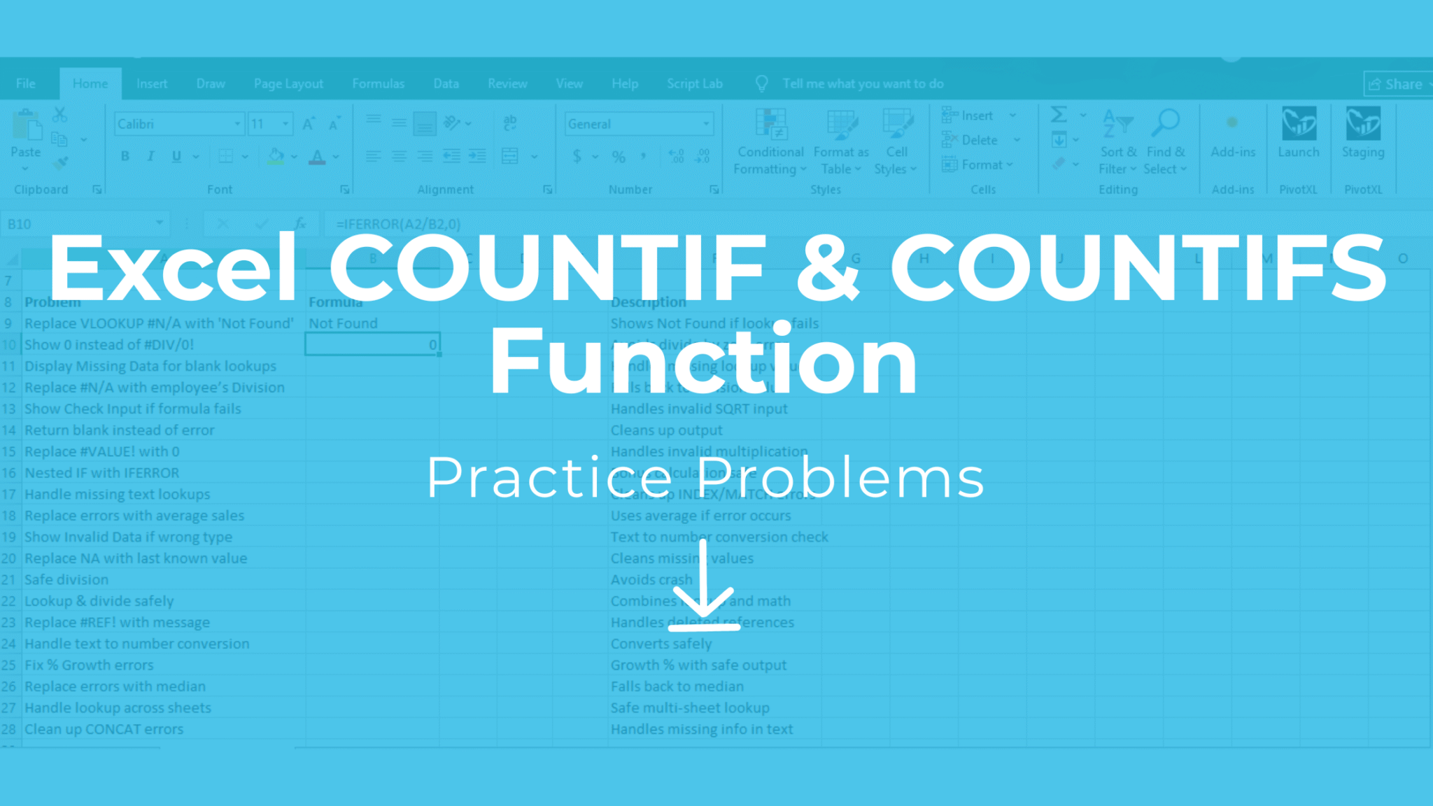 Practice Problems Excel Free Download – COUNTIF & COUNTIFS - PivotXL