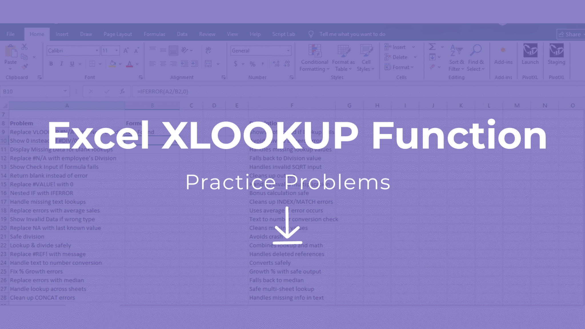 XLOOKUP Practice Exercises – Free Excel XLS Download - PivotXL