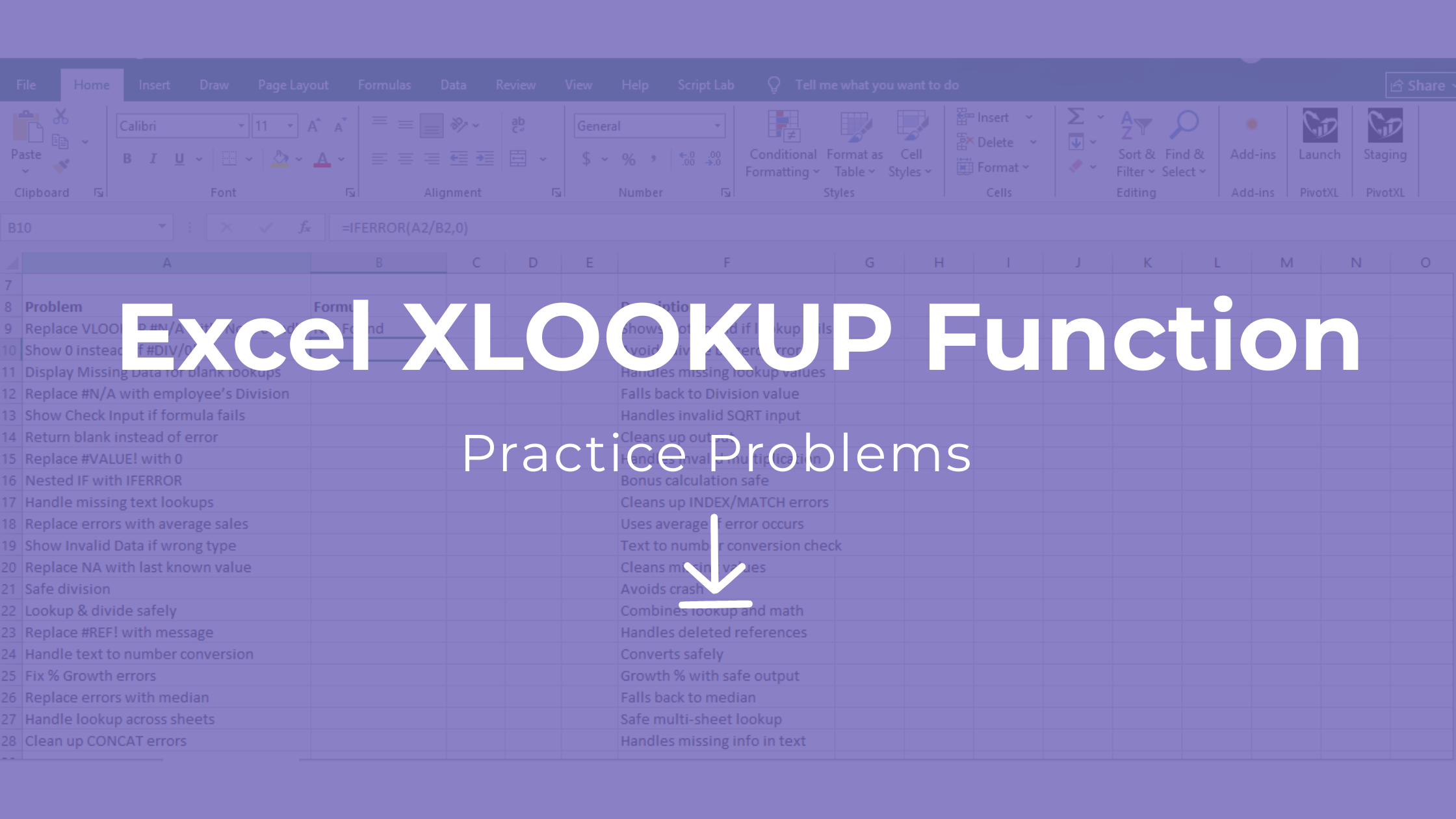 XLOOKUP Practice Exercises – Free Excel XLS Download - PivotXL