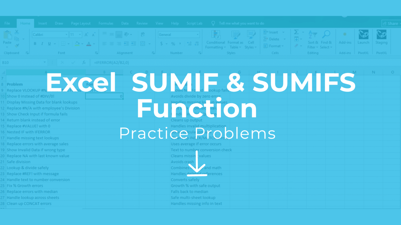 Practice Problems Excel Free Download – SUMIF & SUMIFS - PivotXL