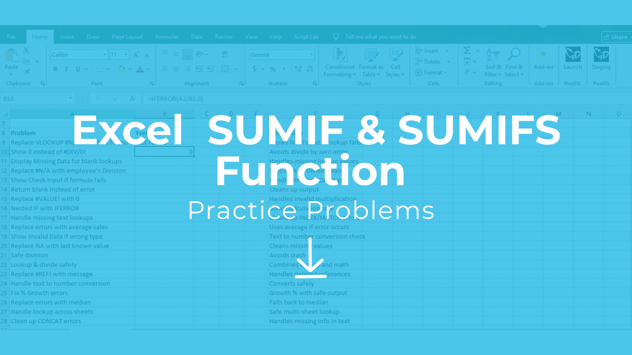Practice Problems Excel Free Download – SUMIF & SUMIFS - PivotXL
