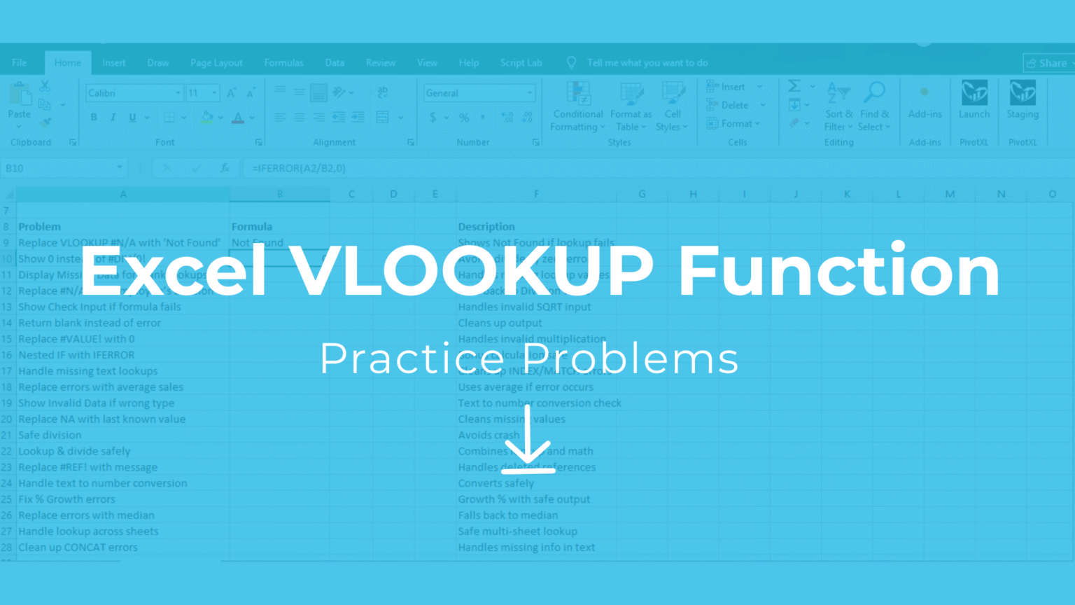 Practice Problems Excel Free Download – VLOOKUP XLS - PivotXL
