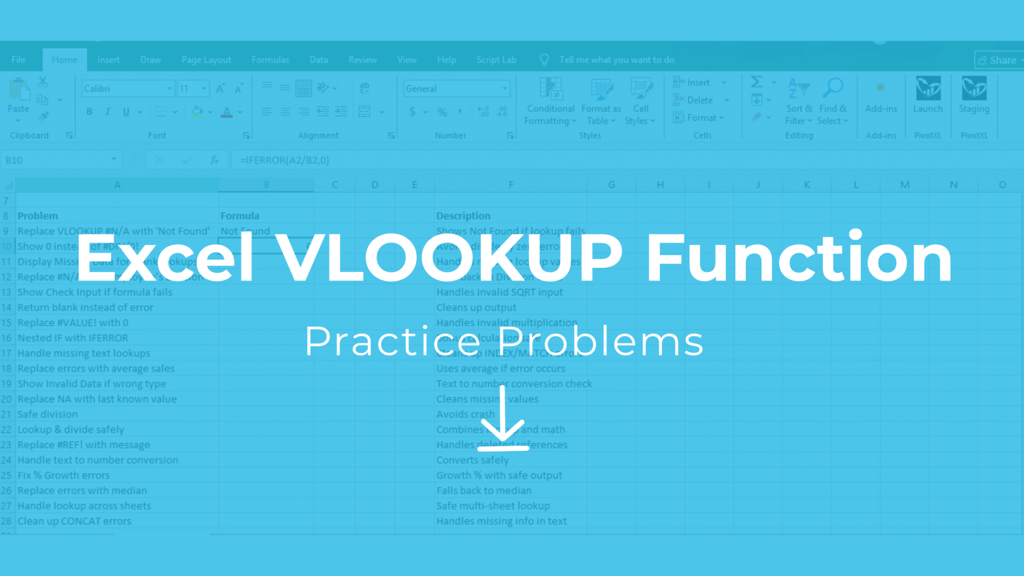 Practice Problems Excel Free Download – VLOOKUP XLS - PivotXL