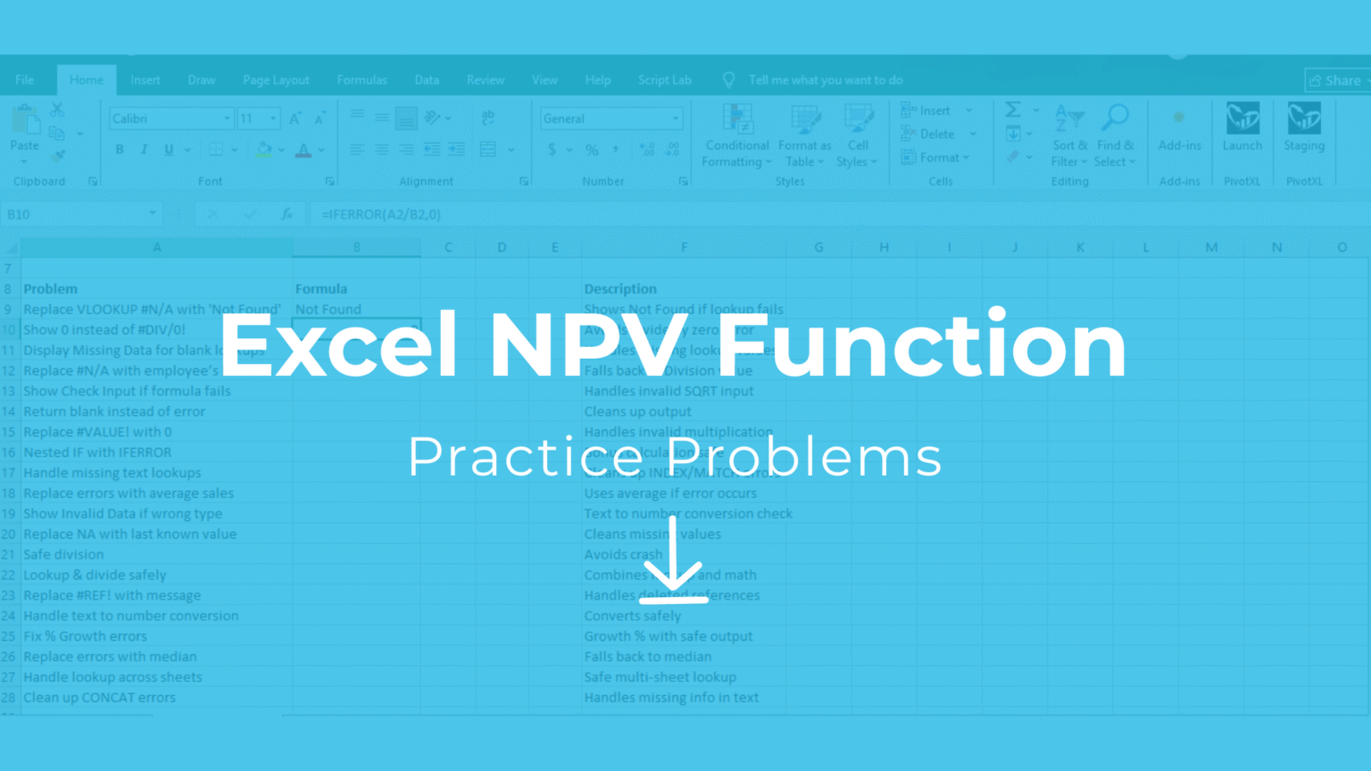Practice Problems Excel Free Download – Excel NPV Skill Practice - PivotXL