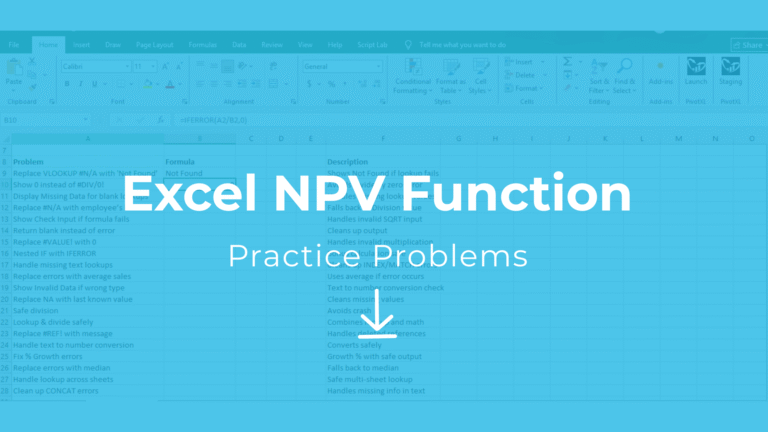 Practice Problems Excel Free Download – Excel NPV Skill Practice - PivotXL