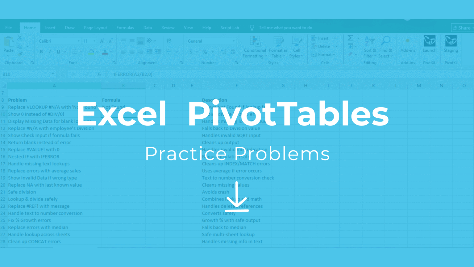 Practice Problems Excel Free Download – PivotTable Skills - PivotXL