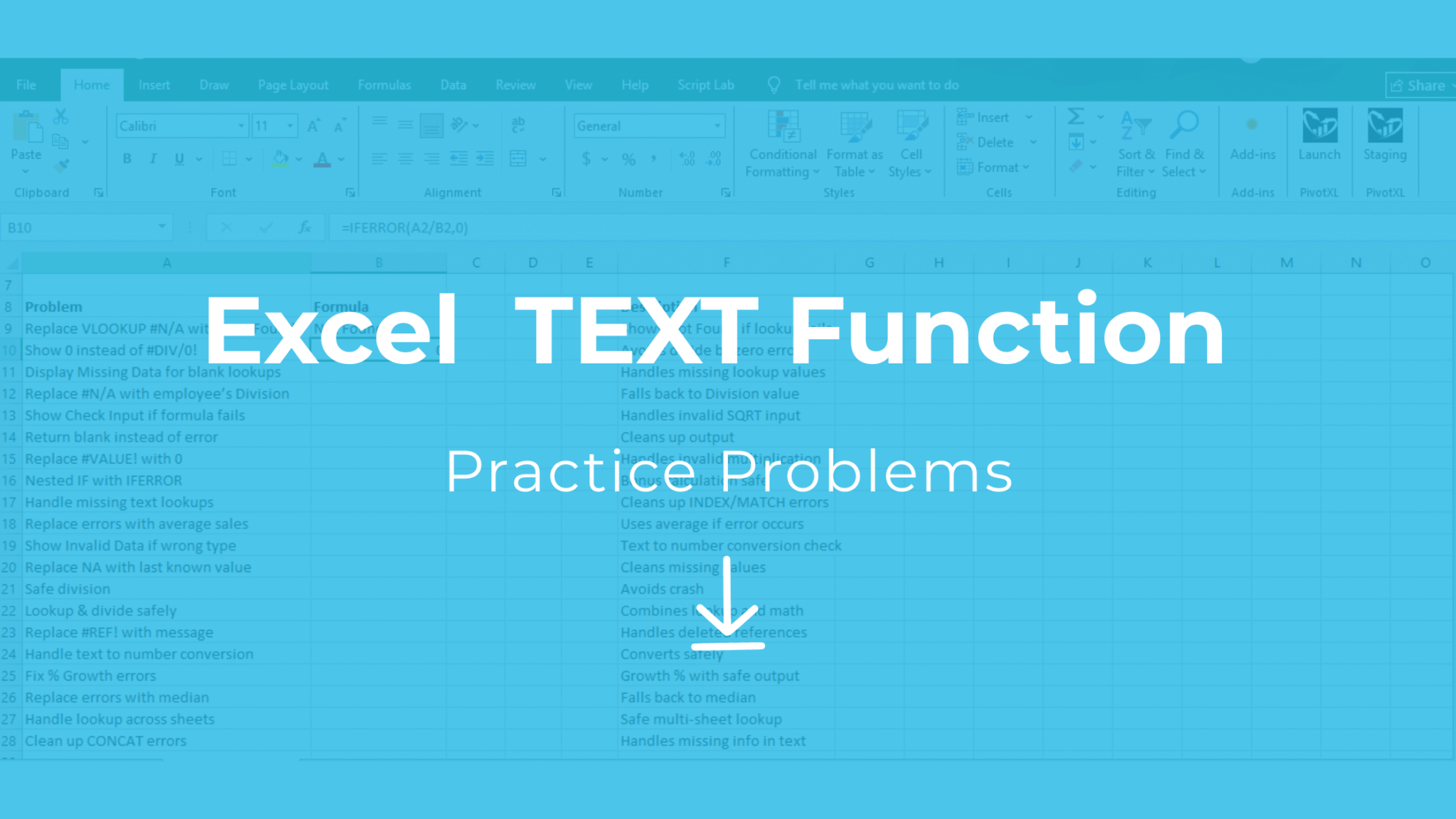 Practice Problems Excel Free Download – TEXT Function - PivotXL